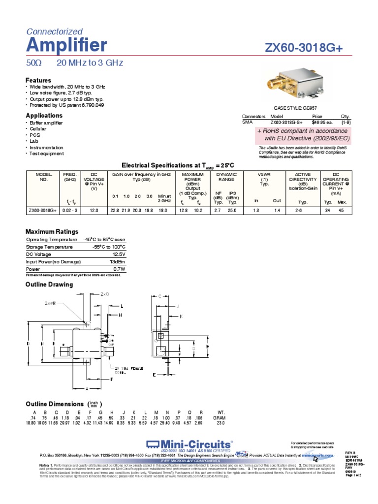 ZX60-3018G | PDF | Amplifier | Decibel