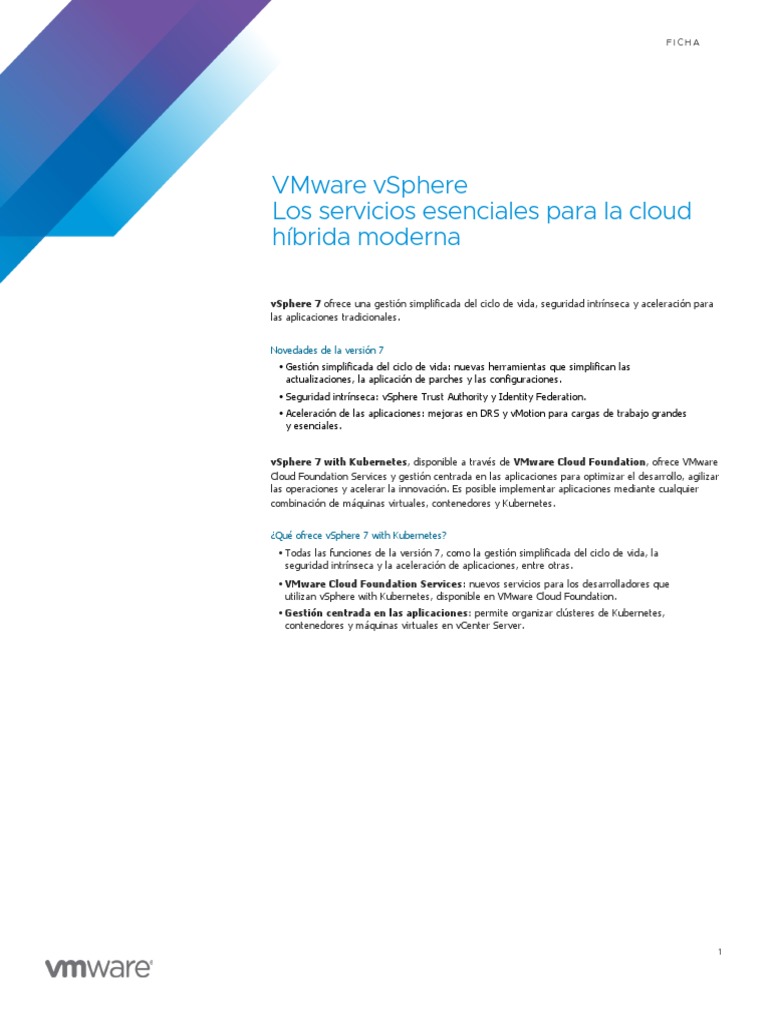 VMW Vsphere Datasheet | PDF | Virtualización | V Mware