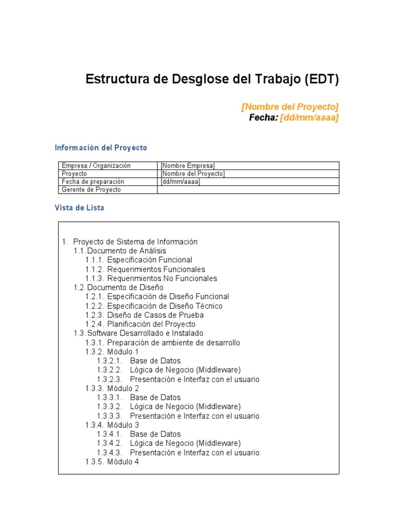 Formato - EDT | PDF | Ingeniería de Sistemas | Informática