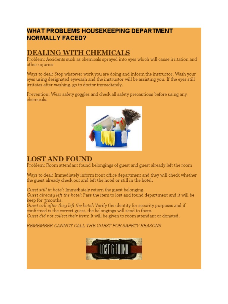 Common Problems Faced by Housekeeping Dept. | PDF