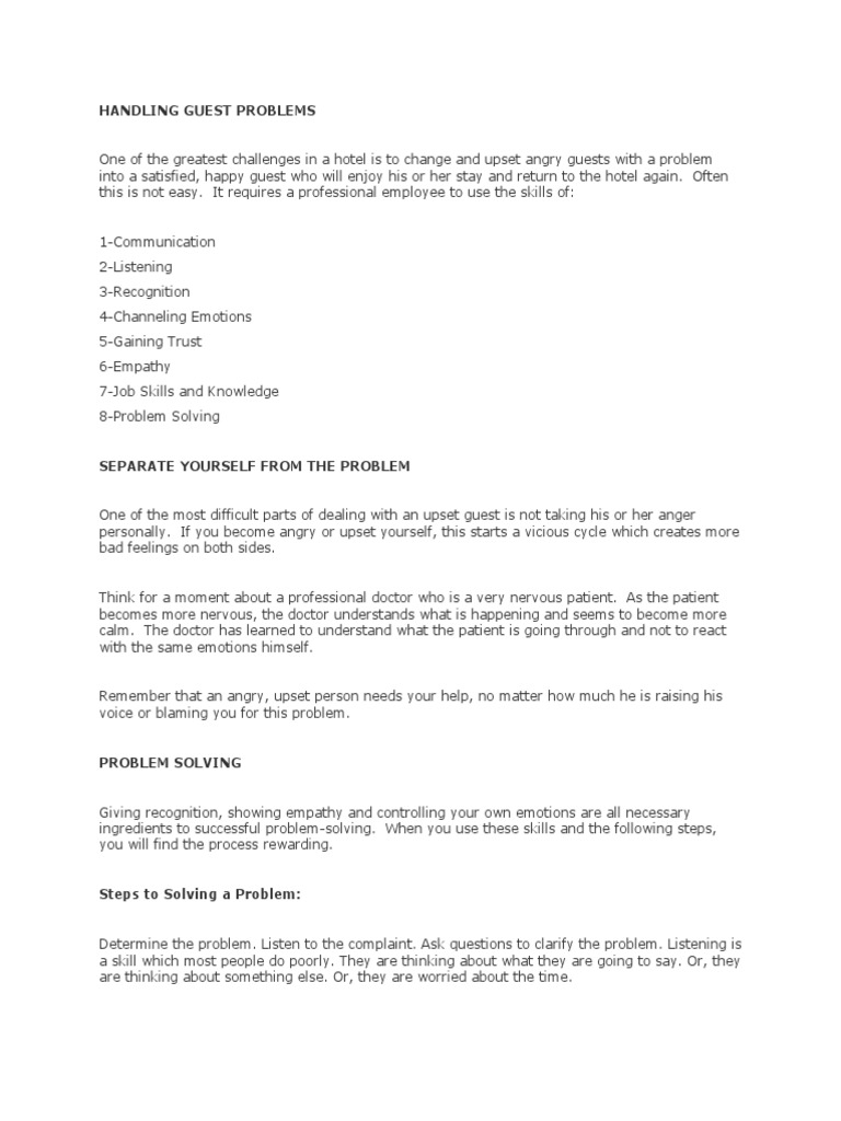 Handling Different Problems in Housekeeping Services | PDF | Anger ...