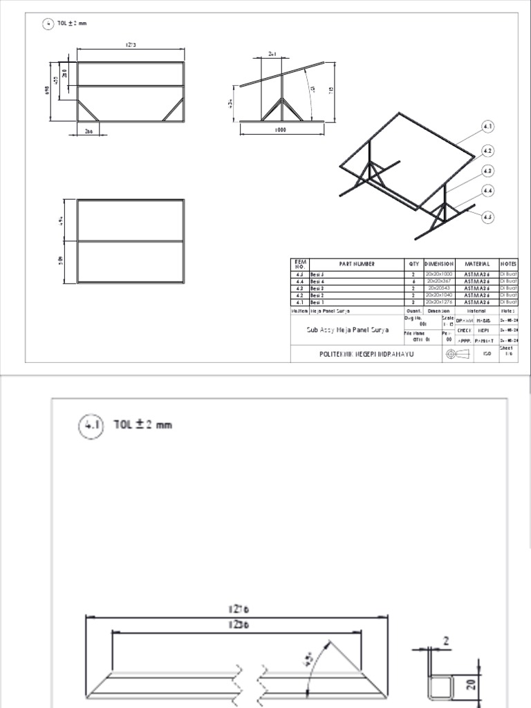 4 Tol 2 MM: Sub Assy Meja Panel Surya | PDF