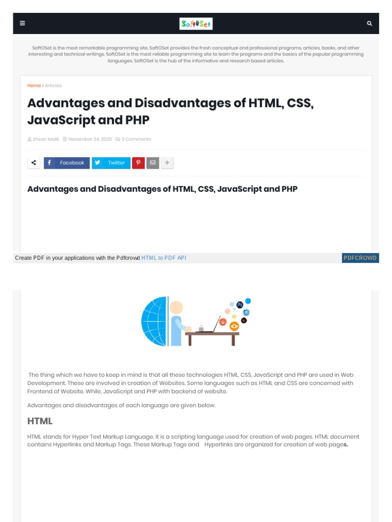Advantages And Disadvantages Of Html Css Javascript And Php Pdf Java Script Php 4389