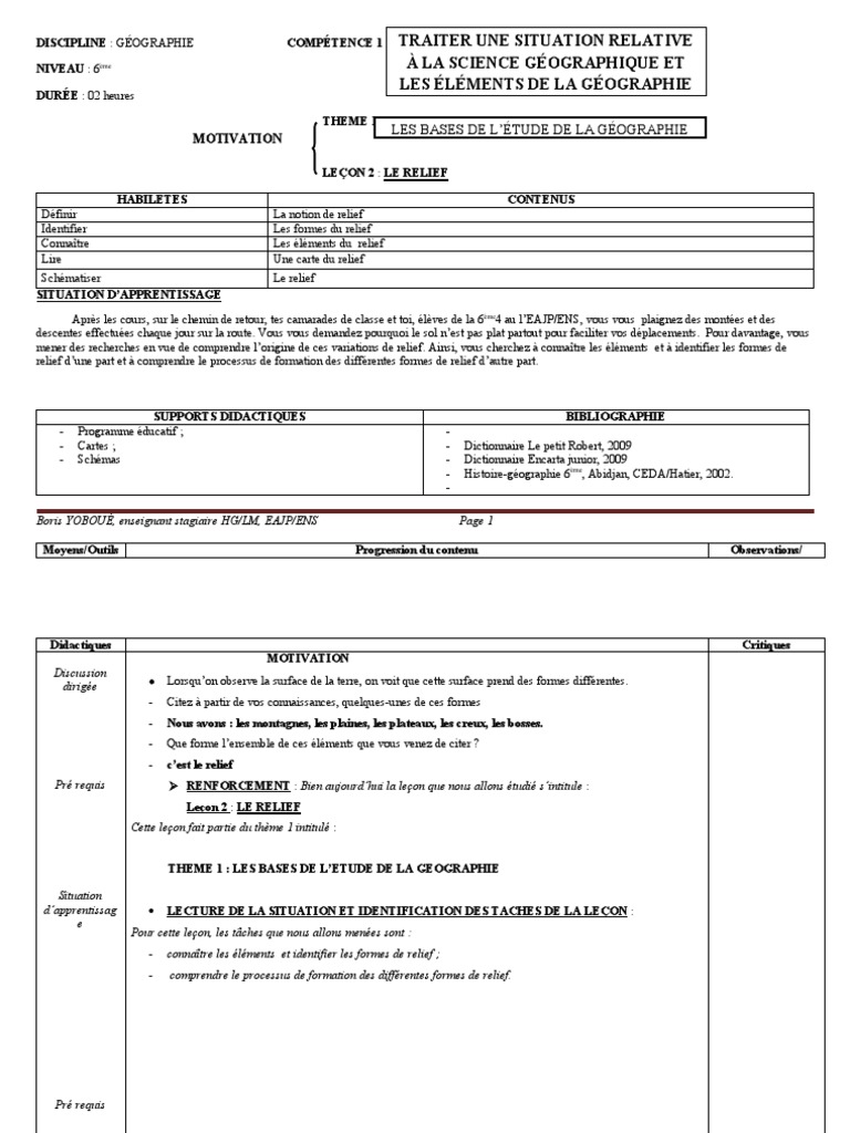 Introduction au Relief Terrestre | PDF | Relief (géomorphologie) | Terre