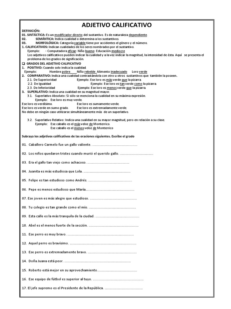Adjetivos Calificativos Y Relacionales Worksheet Live 48 Off 