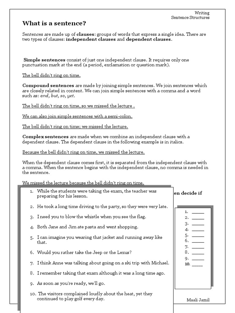 An In-Depth Look at Sentence Structures: Analyzing Simple, Compound, and Complex Sentences | PDF ...