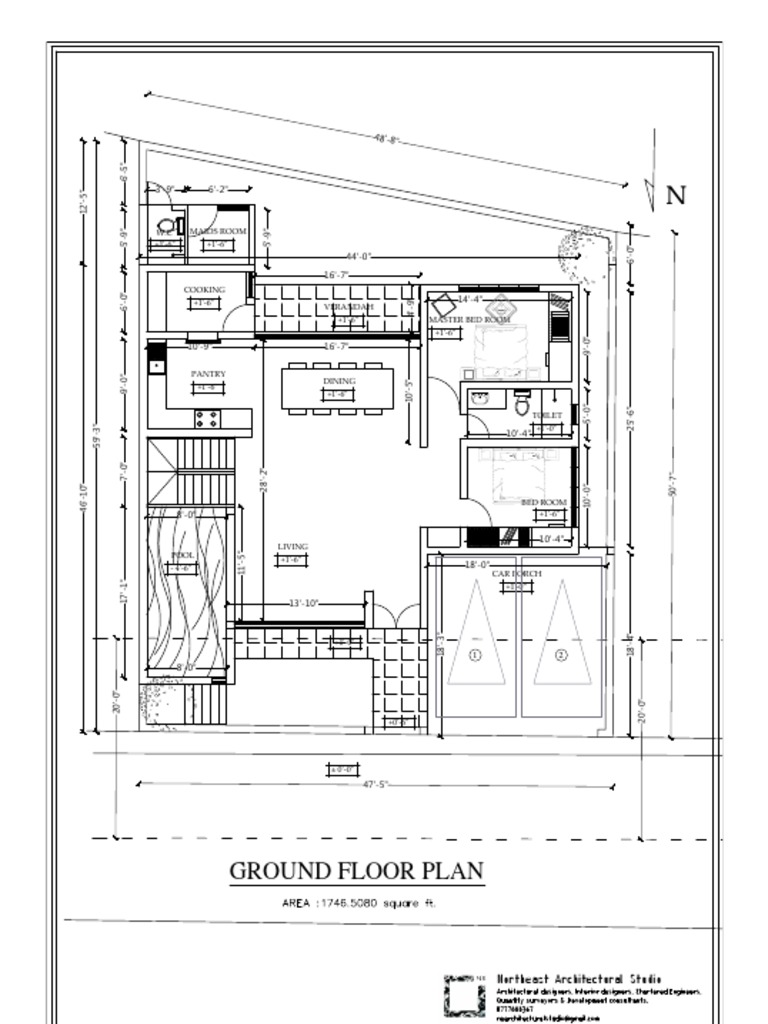 Ground Floor Plan: Maids Room +1'-6" W.C +1'-6" | PDF | Buildings And ...