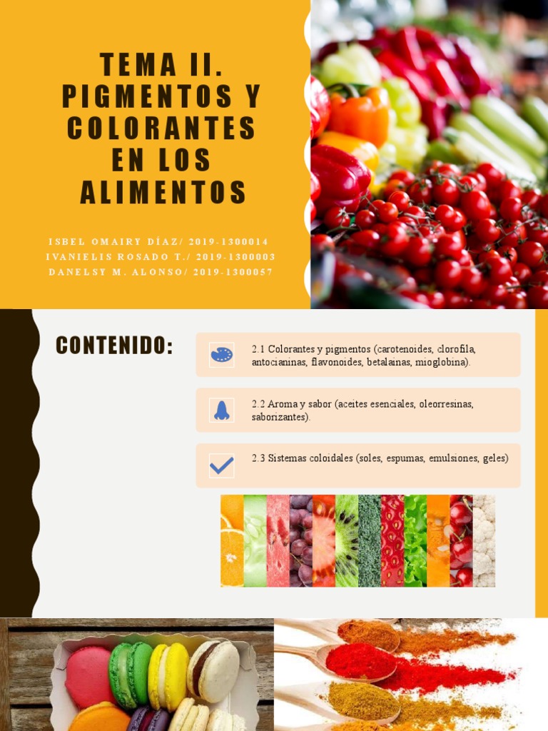 Colorantes y Pigmentos en Los Alimentos | PDF | Coloide | Sustancias ...
