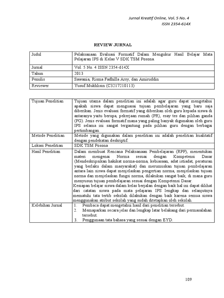 Review Jurnal Evaluasi Formatif | PDF