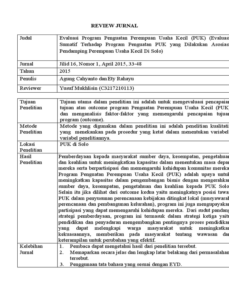 Review Jurnal Evaluasi Sumatif | PDF