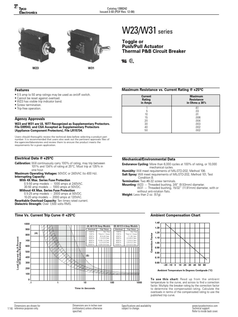 Data Sheet Switch Serie w23-w31 | PDF | Fuse (Electrical) | Screw