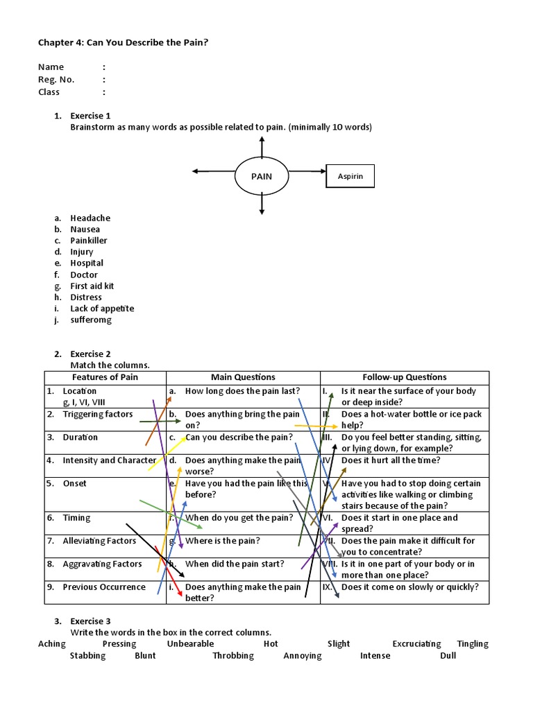 Answer Chapter 4-Exercise Sign N Simtom | PDF | Pain | Psychiatry