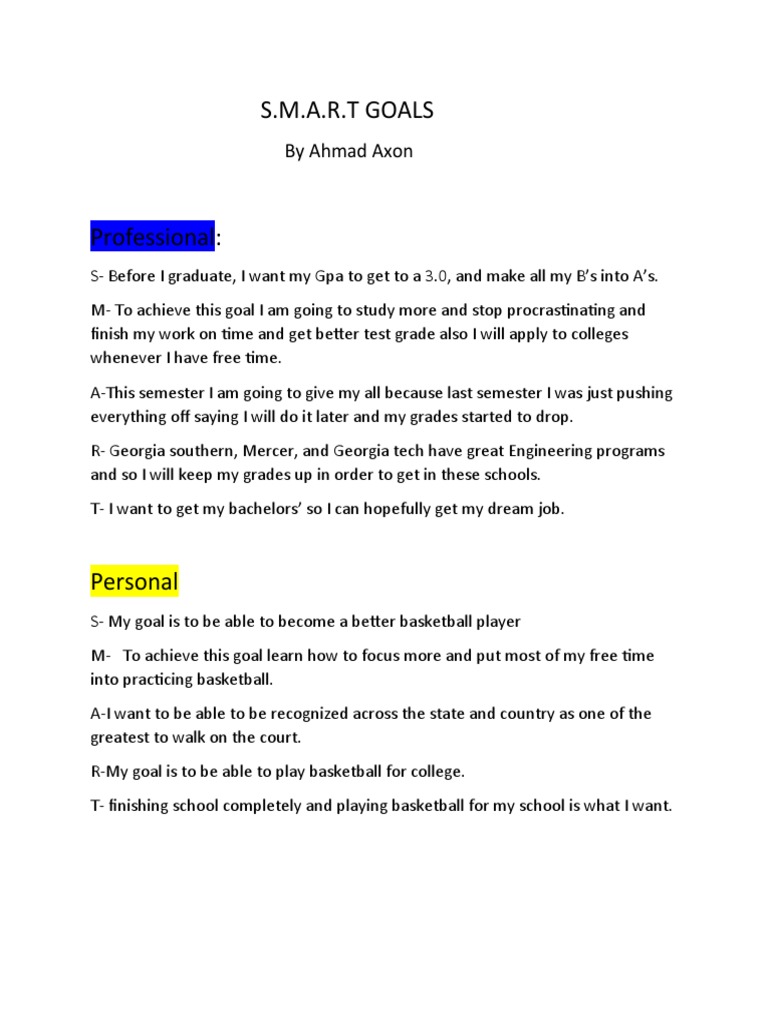 Smart Goals 1 | PDF | Sports & Recreation