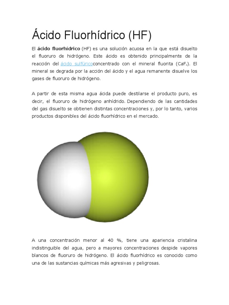Ácido Fluorhídrico | PDF | Fluoruro | Ácido