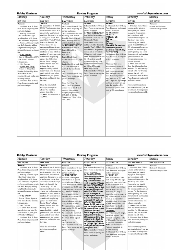 14-Day Rowing Training Program | PDF | Sports | Athletic Sports