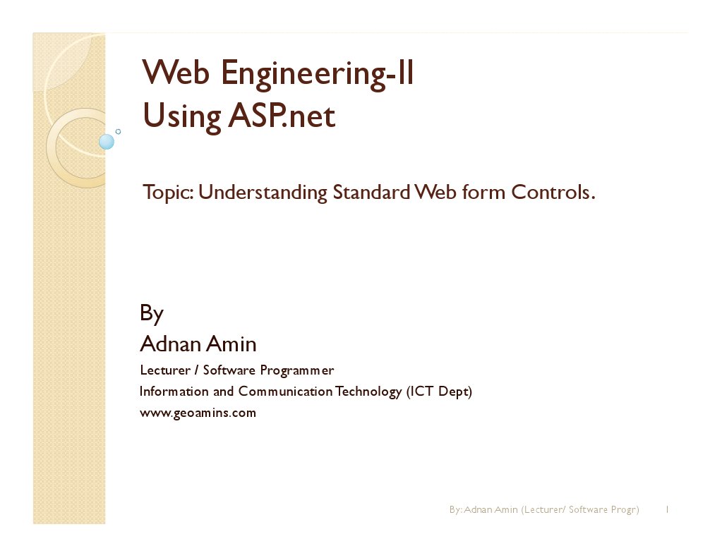 Web Engineering-II: Topic: Understanding Standard Web Form Controls | PDF | Web Server ...