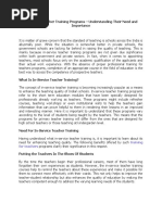 Concept, Importance and Objectives of In-Service Teacher Education ...