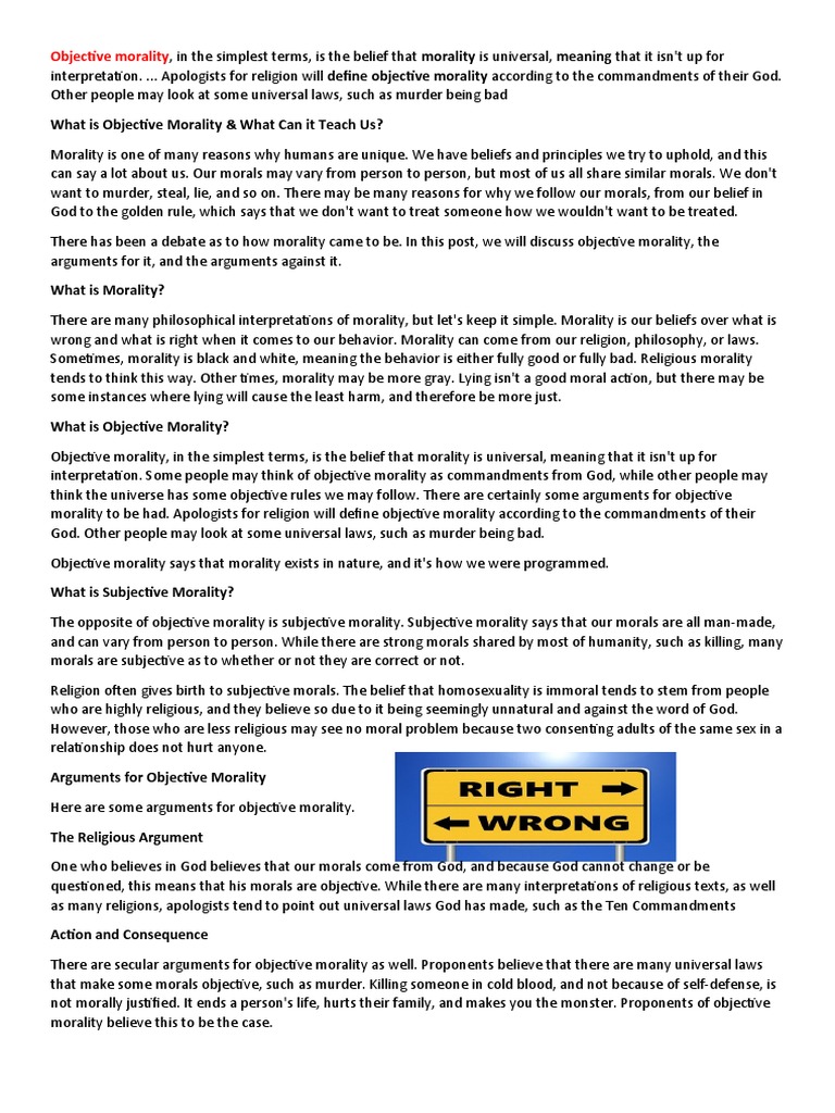 What Is Objective Morality & What Can It Teach Us? | PDF | Morality | God What Is Objective Morality & What Can It Teach Us? | PDF | Morality | God