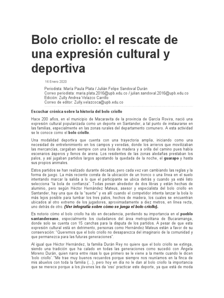 Bolo Criollo | PDF | Cultura (general)