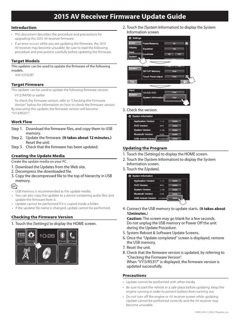 2015 AV Receiver Firmware Update Guide | PDF | Computer File | Usb
