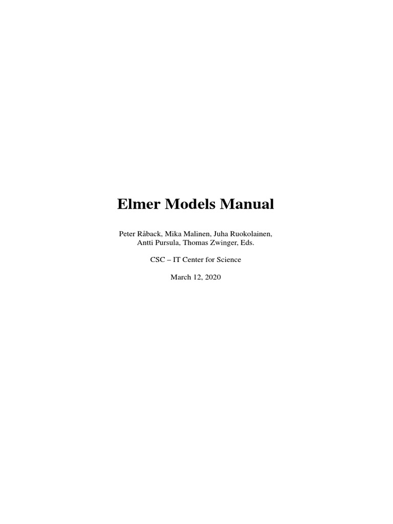 Elmer Models Manual | PDF | Physics | Physical Sciences