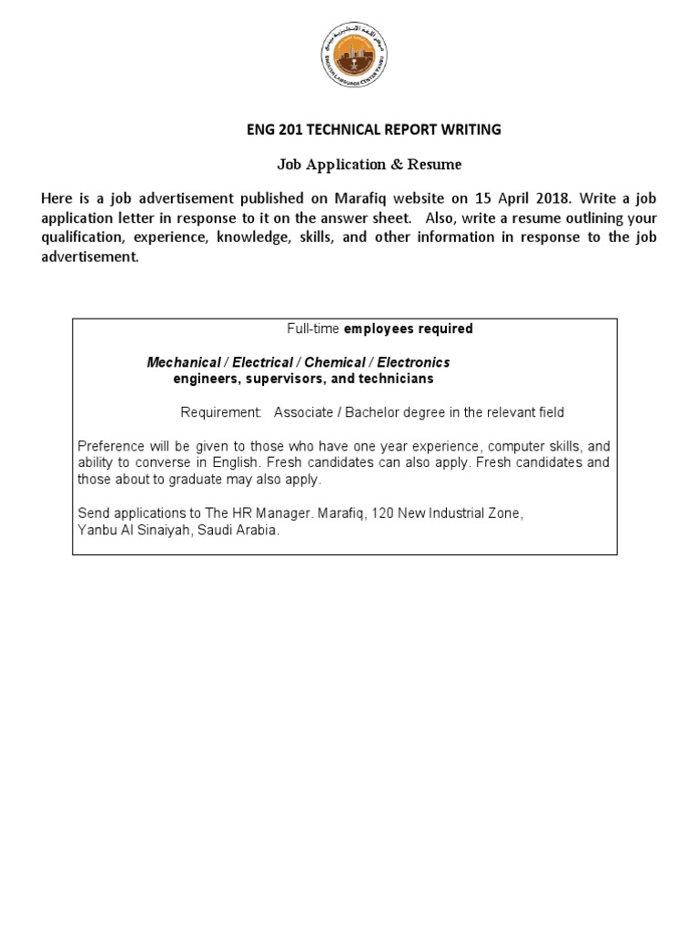 EnG 201 Job App & Resume CW1 | PDF