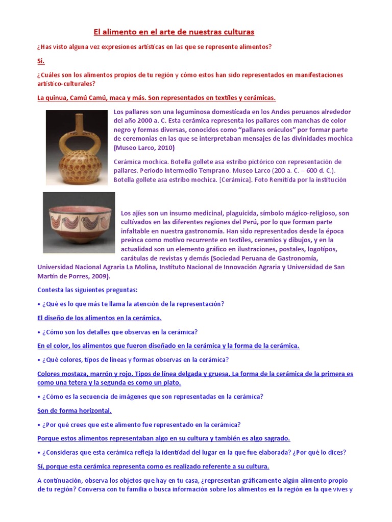 El Alimento en El Arte de Nuestras Culturas | PDF | Alimentos | Cultura ...