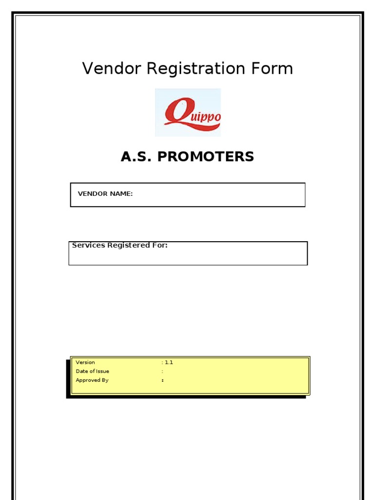 A.S. Promoters Vendor Registration Form | PDF | Chief Executive Officer ...