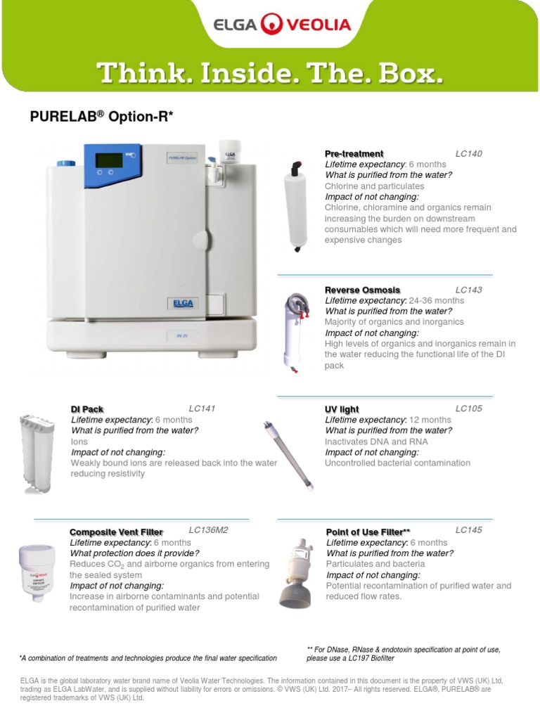 PURELAB Option-R Consumable Information Sheet | PDF | Water ...