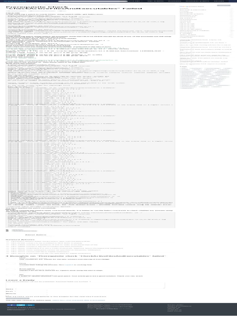 Prerequisite Check - CheckActiveFilesAndExecutables - Failed DBACLASS | PDF | Oracle Database ...