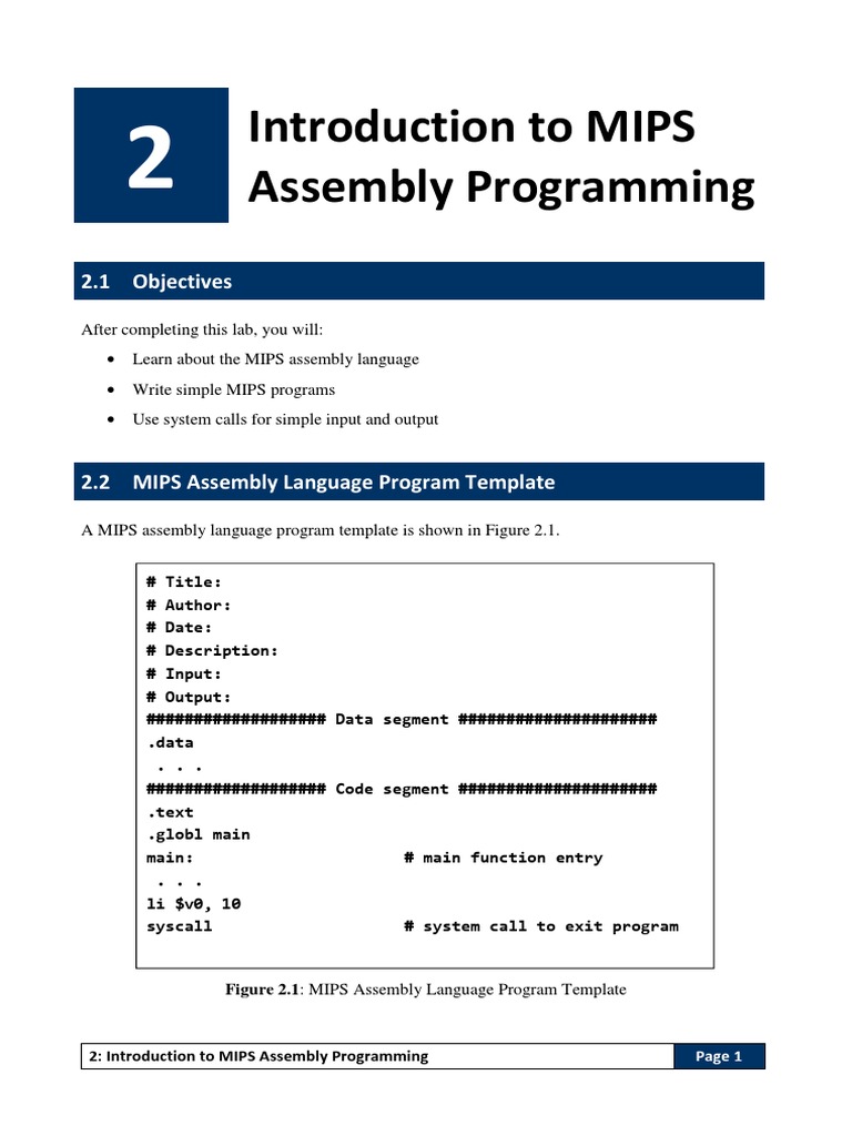 COE301 Lab 2 Introduction MIPS Assembly | PDF | Assembly Language | Computer Program