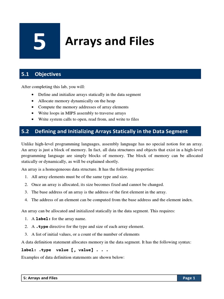 Computer Architecture Lab 05 Pdf Array Data Structure String Computer Science