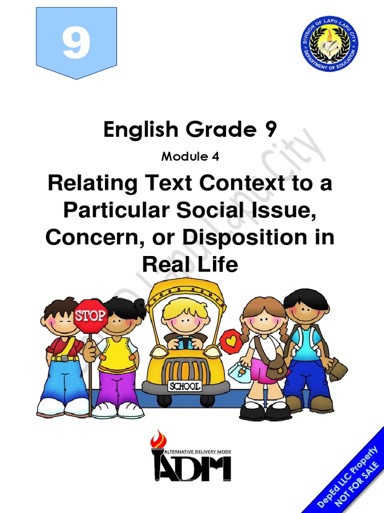 English Grade 9 Relating Text Context To A Particular Social Issue ...