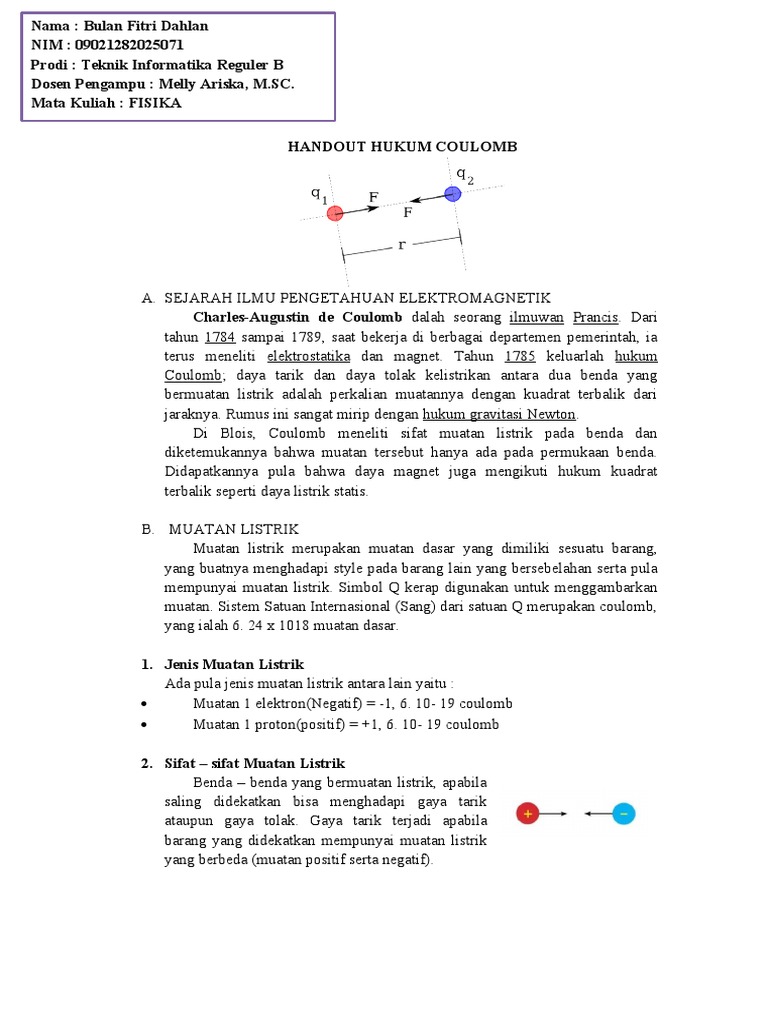 Handout Hukum Coulomb | PDF | Sains & Matematika Handout Hukum Coulomb | PDF | Sains & Matematika