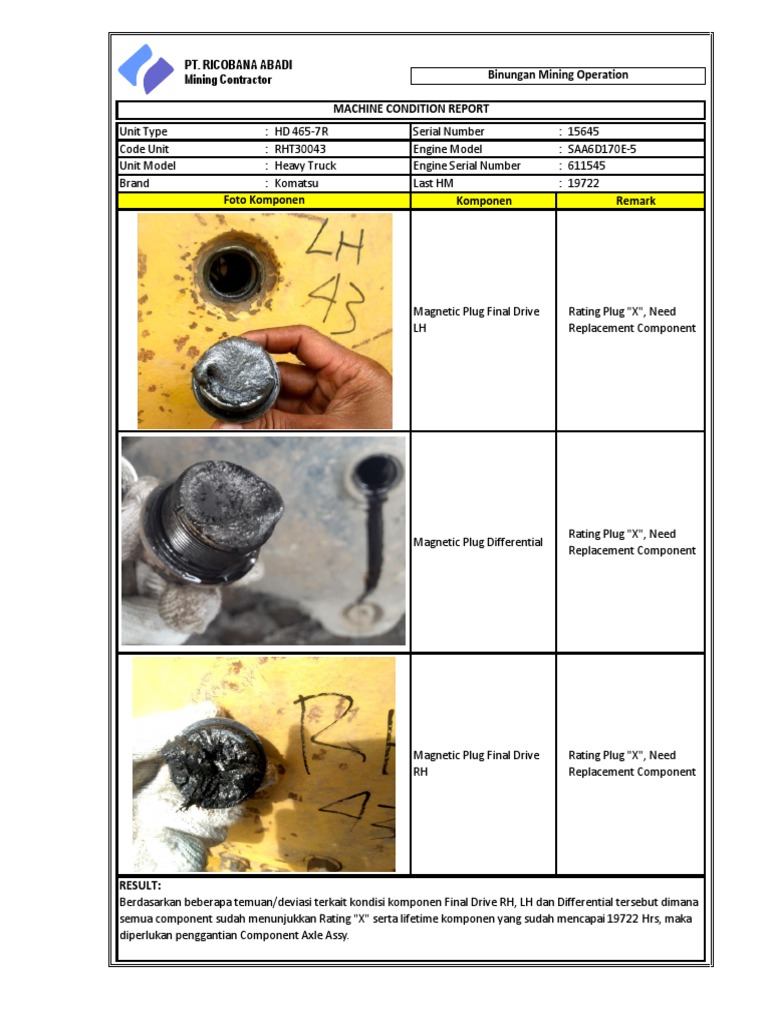 Component Condition Report RHT30043 | PDF