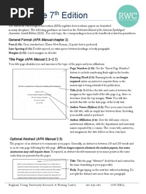 APA Style 7 Edition General Format APA Manual Chapter 2 PDF Citation Apa Style
