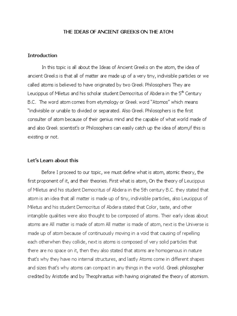 Ancient Greek Atomism Explained | PDF | Philosophical Theories ...