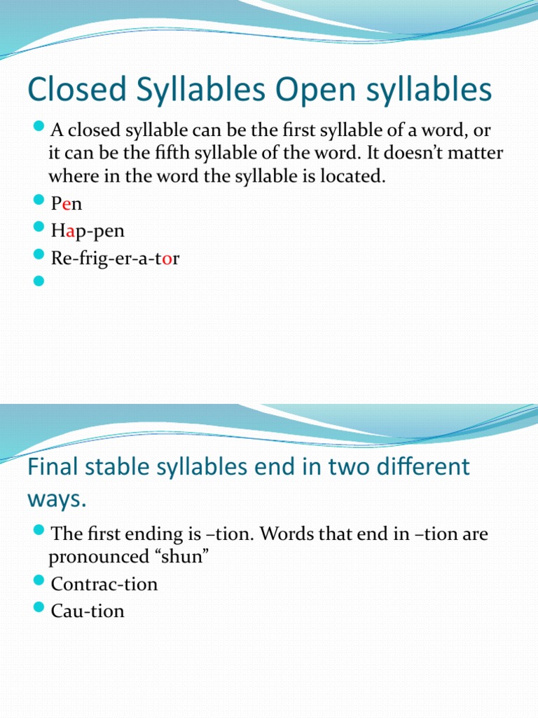 Understanding Closed and Final Stable Syllables | PDF