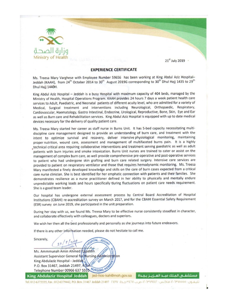 Experience Letter Saudi Arabia | PDF