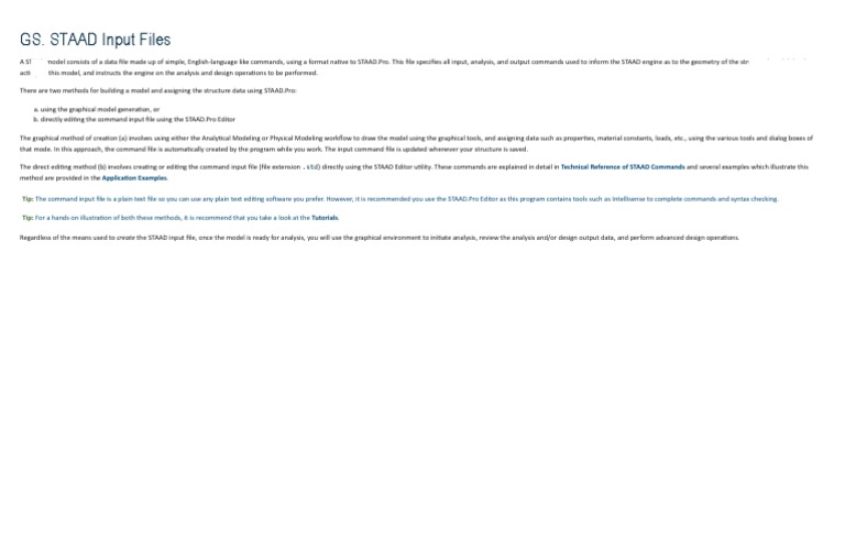 GS. STAAD Input Files | PDF