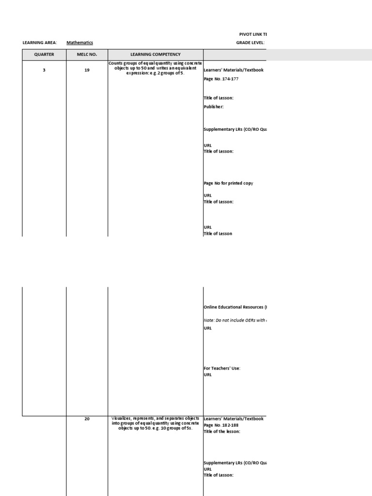 Grade 1 Math 3rd Quarter PIVOT LINK TEMPLATE 4 | PDF | Shape | Publishing