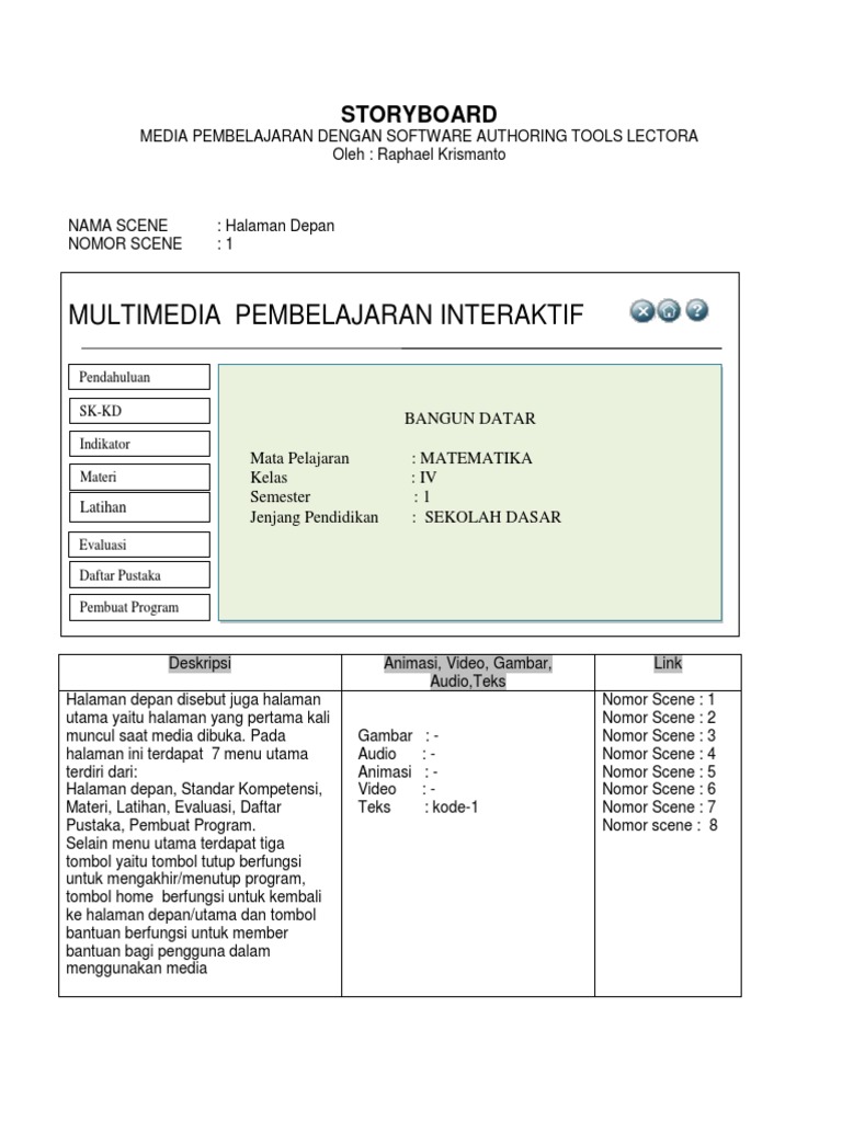 Contoh Storyboard Bahan Ajar | PDF