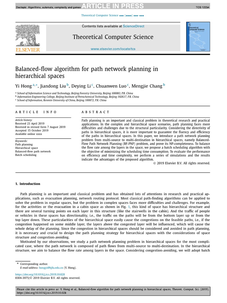 Theoretical Computer Science: Yi Hong, Jiandong Liu, Deying Li ...