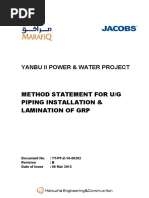 GRE Pipe Method Statement | PDF | Fiberglass | Pipe (Fluid Conveyance)