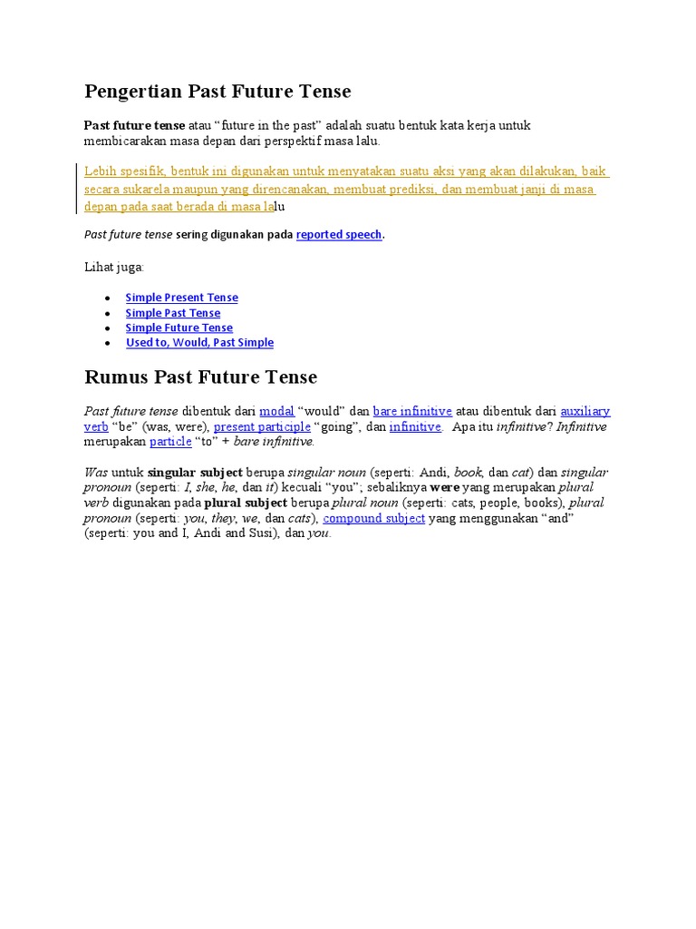 Pengertian dan Rumus Past Future Tense | PDF