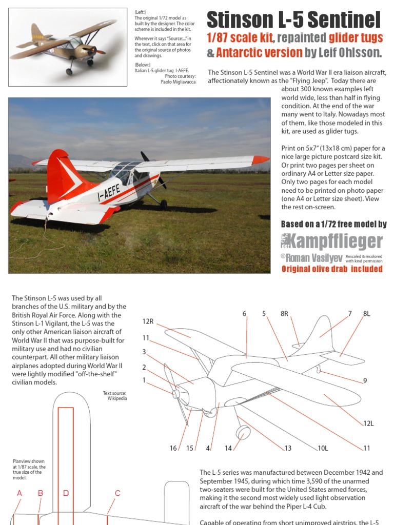 Kampfflieger - Stinson L5 Sentinel 87 | PDF | Monoplane | Aircraft