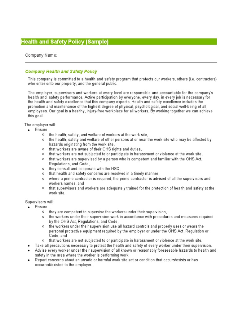 OHS Program Templates and Samples | PDF | Occupational Safety And ...