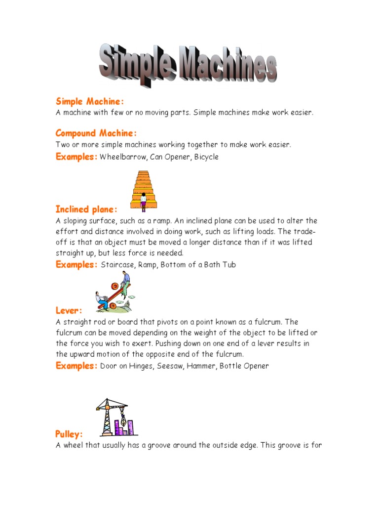 Simple Machine Handout | PDF | Machines | Lever