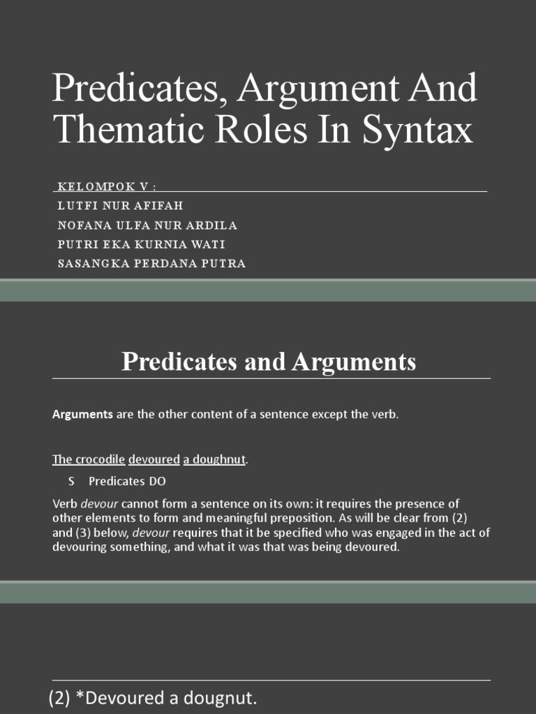 Syntax | PDF | Predicate (Grammar) | Interpretation (Philosophy)