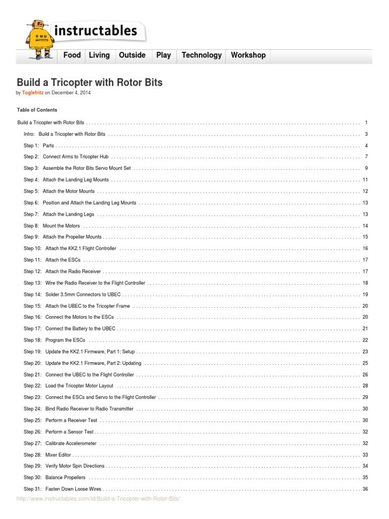 Build A Tricopter With Rotor Bits | PDF | Electrical Connector | Drill